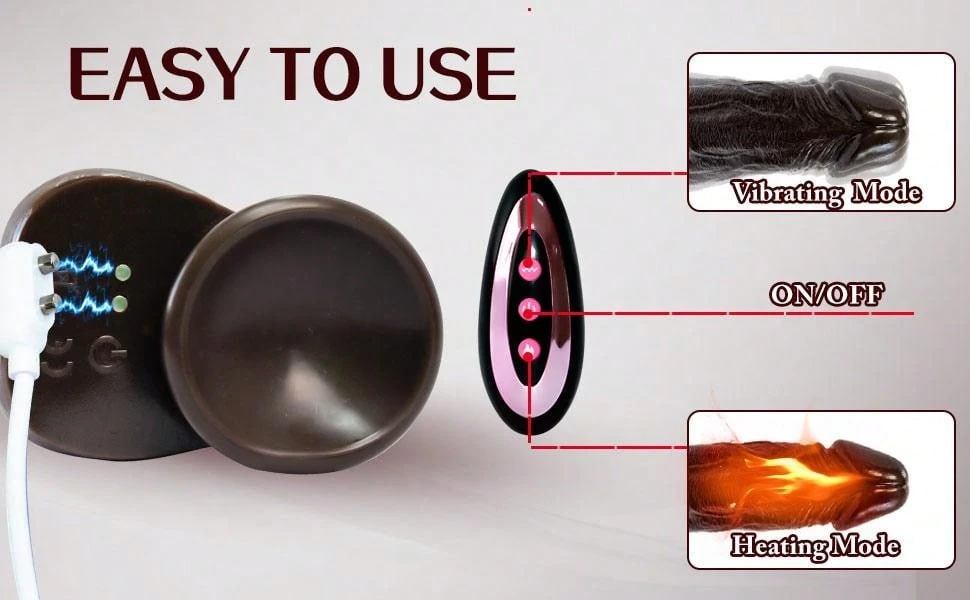 Thrusting Dildo Vibrator With 9 Vibrations Vibrating And Heating Sex Toy For Women Stretchable 