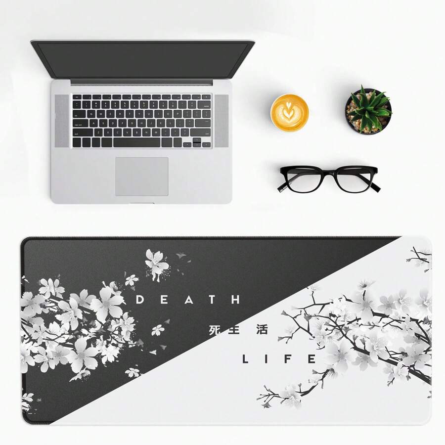 Black And White Japanese Sakura Gaming Mouse Pad, 31.5x11.8 Inches Non ...