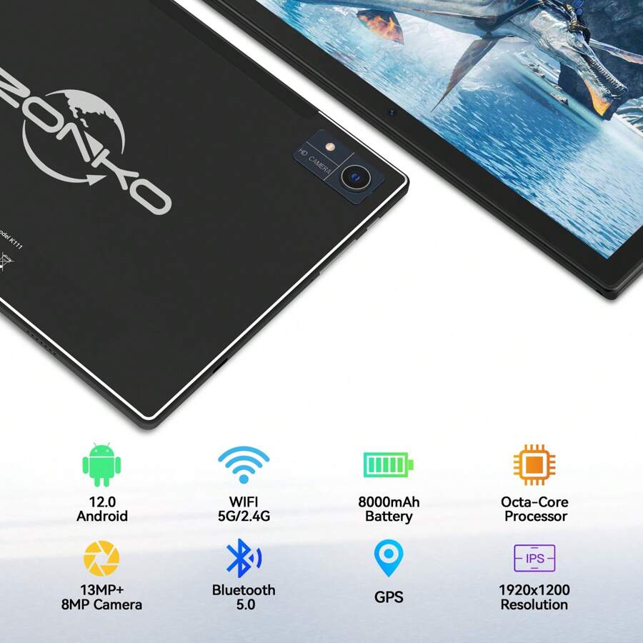 Tablet 2024 Newest Android 12 Tablet 128GB + 16GB (8+8 Expand) Large ...