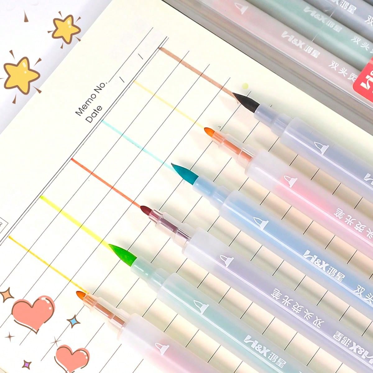 6 pieces of snack pie fluorescent pens with double ends, hand ledger ...
