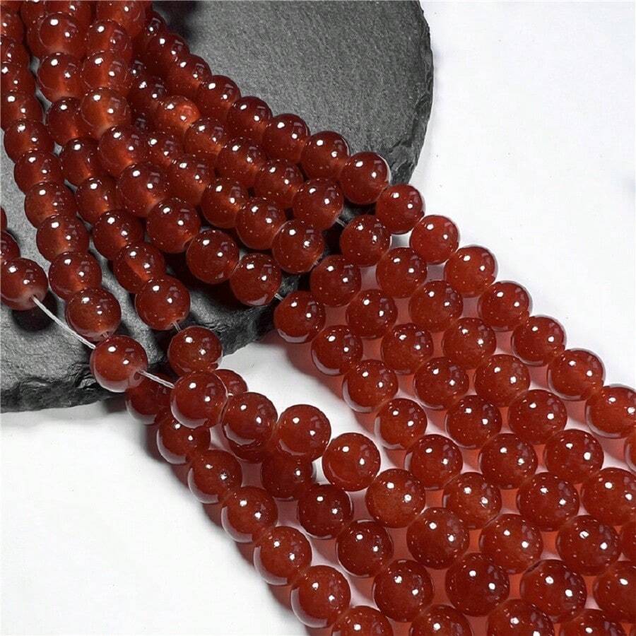 1 String Of 100pcs 8mm Glass Beads, Classic Jade-like Roundish Craft ...
