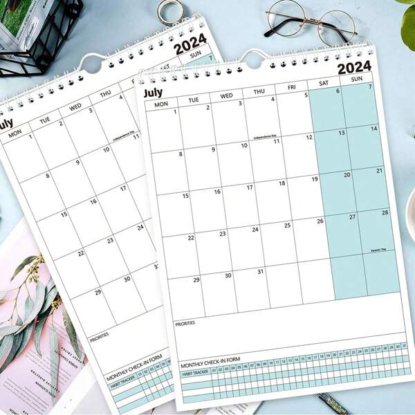 January 2024 - December 2024 Wall Calendar 12 Months Yearly Calendar ...