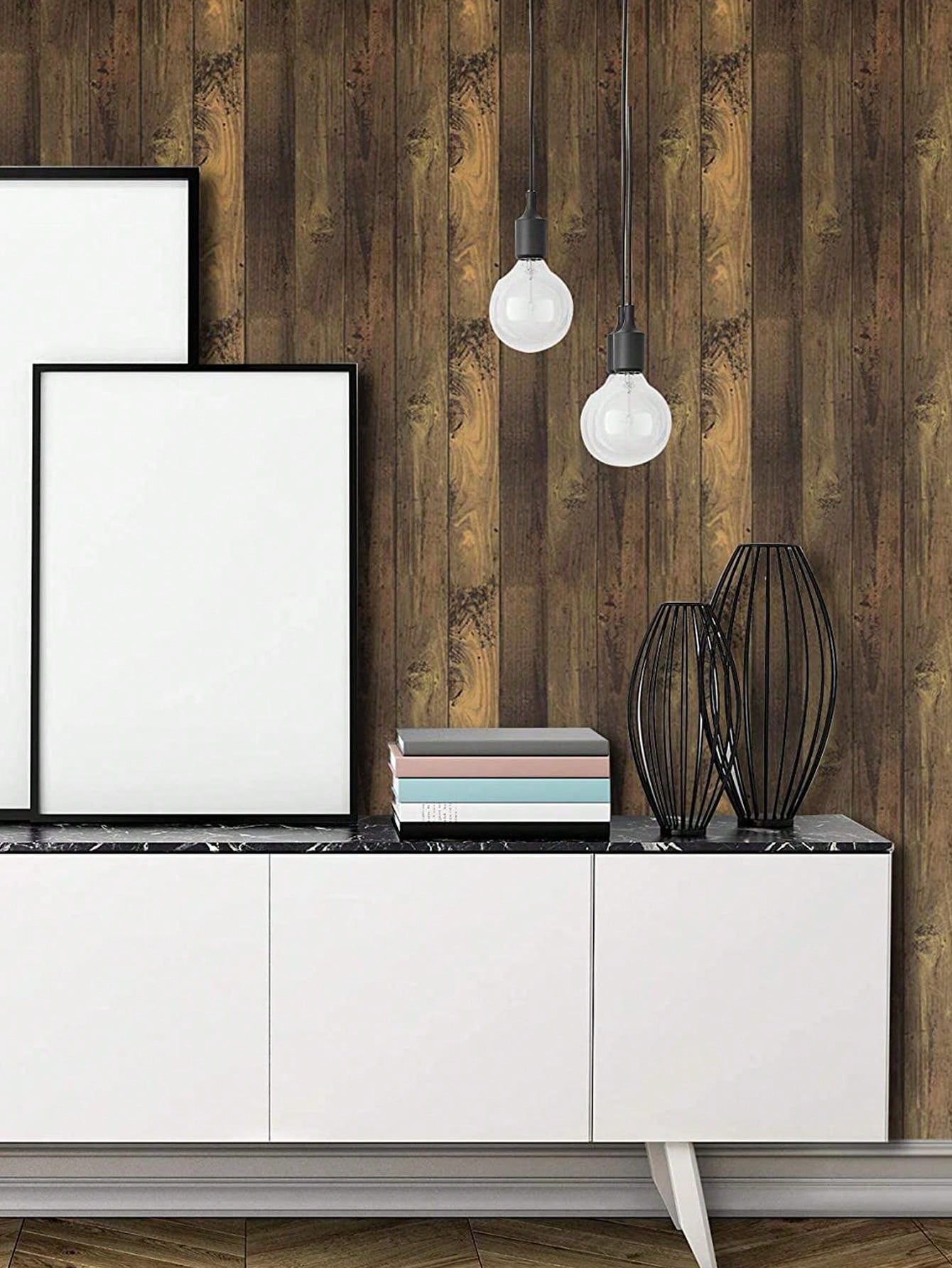 1 rollo con patrón de madera simple con patrón de madera PVC Rollo ...