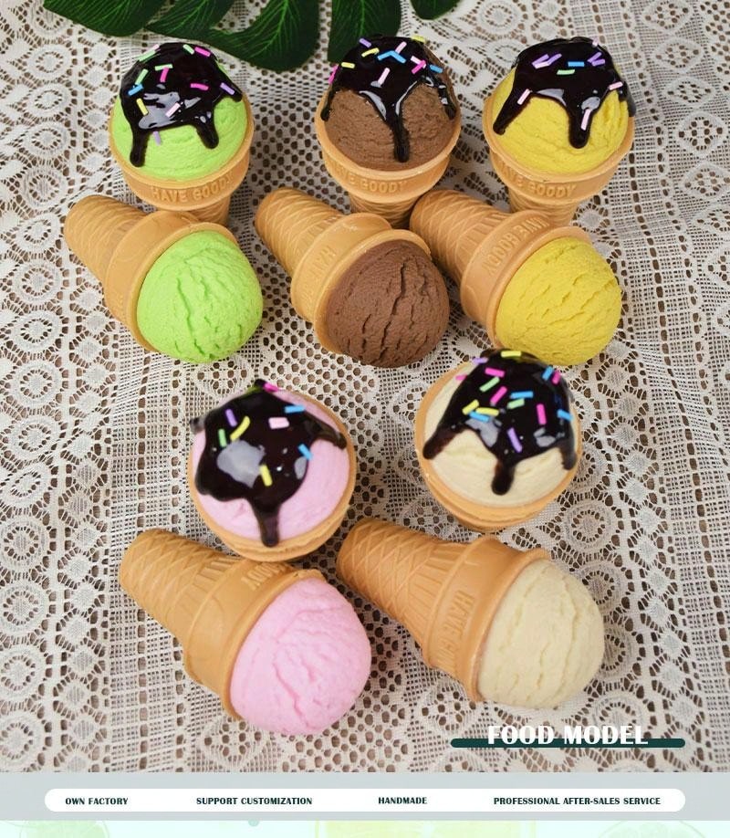 1pc Realistic Hard Ice Cream Cone & Ball Model, Fake Sweet Cone Model ...