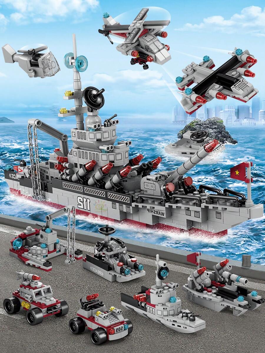 554pcs 8 In 1 Cruiser Model Building Block Set, Including Warship ...