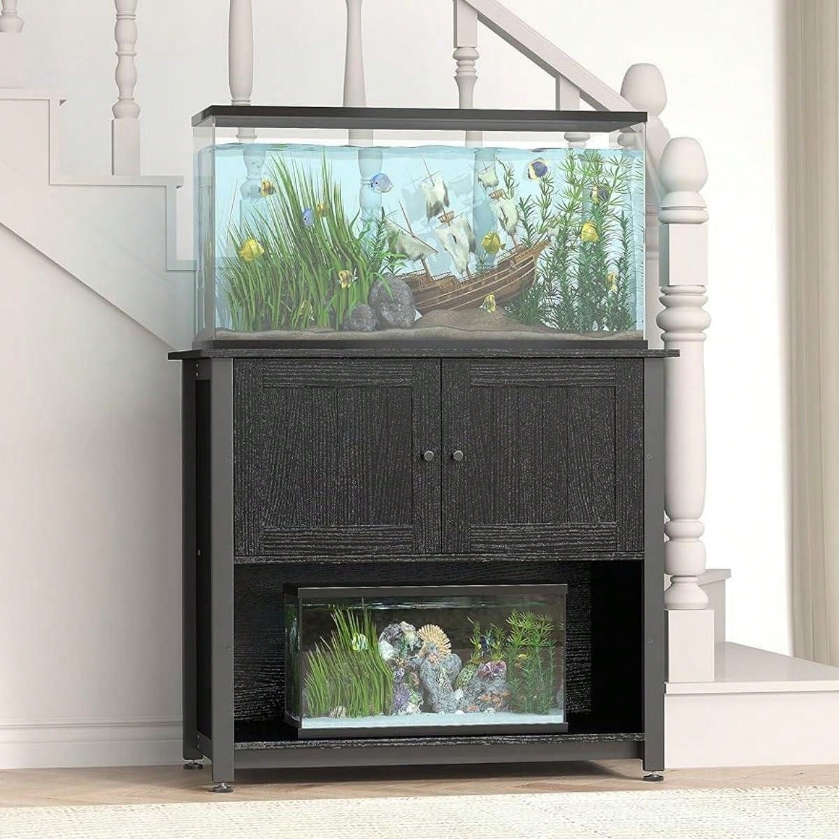40-50 Gallon Fish Tank Stand with Cabinet, Metal Aquarium Stand for ...