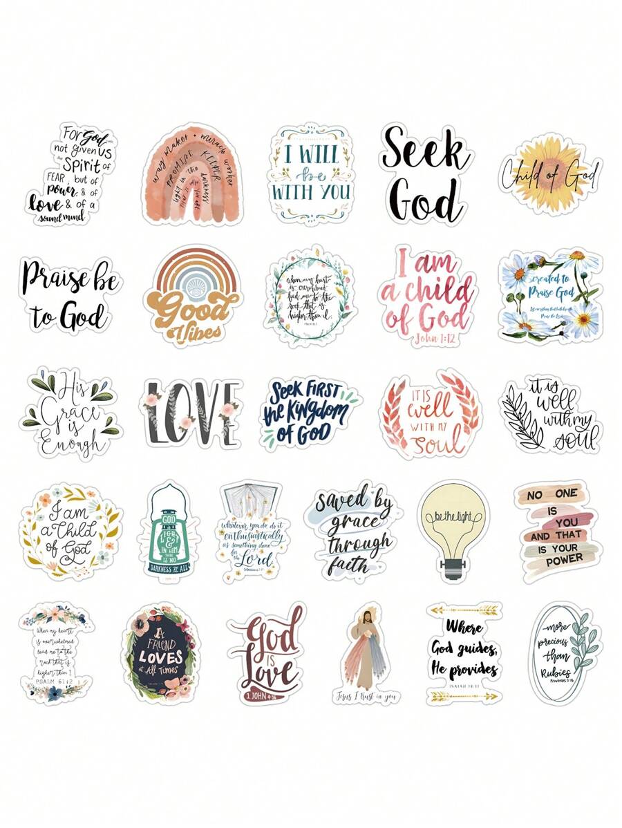 50PCS Bible Stickers Jesus Stickers,Christian Jesus Scripture Stickers ...