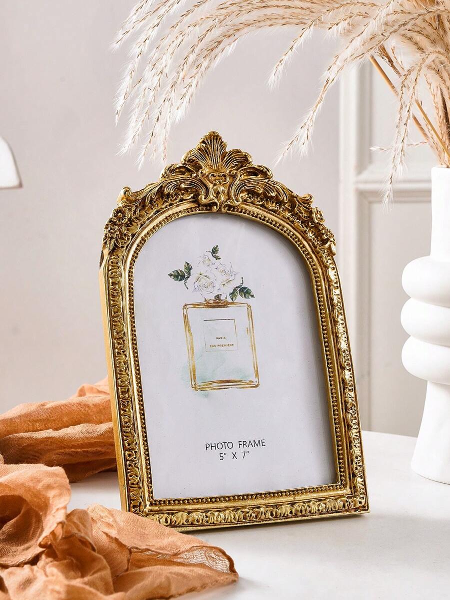 1pc Vintage European Style Gold Curved Frame Decorative Photo Frame ...