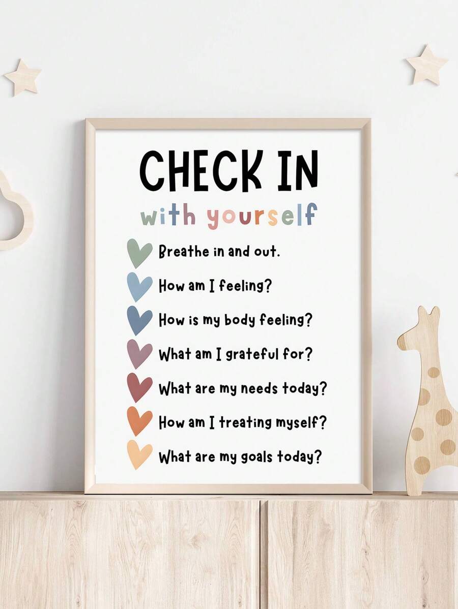 1PC Self-Check Poster, Self-Care Check, Daily Check Wall Art Decoration ...