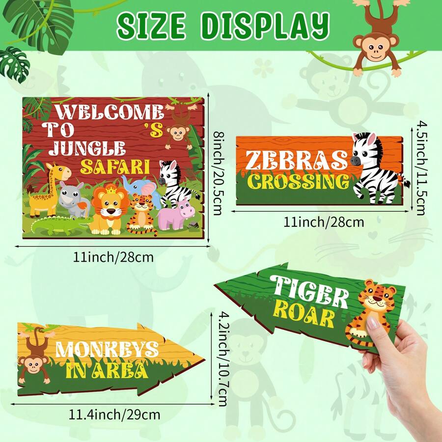 20 Pieces Safari Jungle Party Sign Jungle Decorations for Classroom Zoo ...