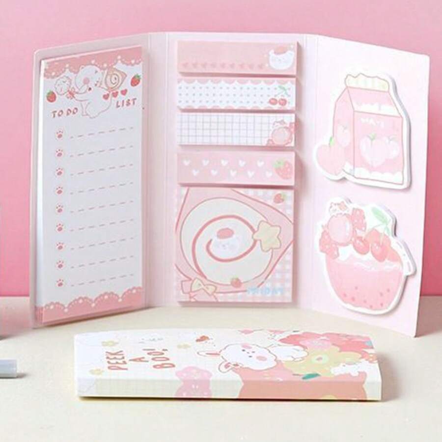 Cute Long Sticky Note Set, Cartoon Colored Memo Pad For Students ...