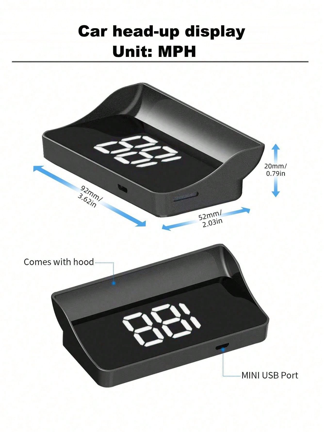 1pc Black Hud Speed Display With Mph Measurement, Large Font Size For ...