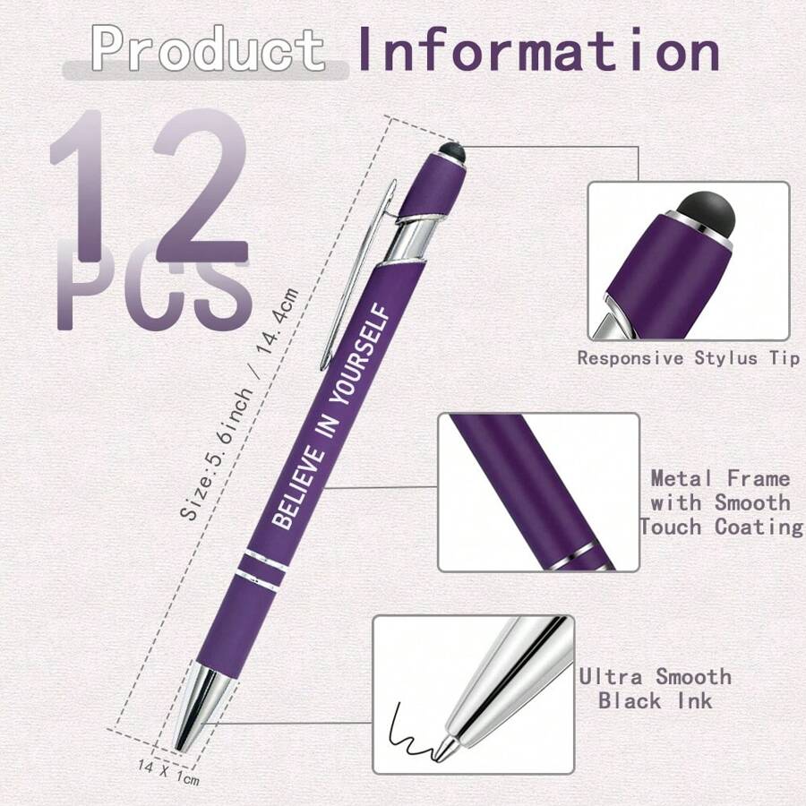 12 Pieces Inspirational Pens | SHEIN UK