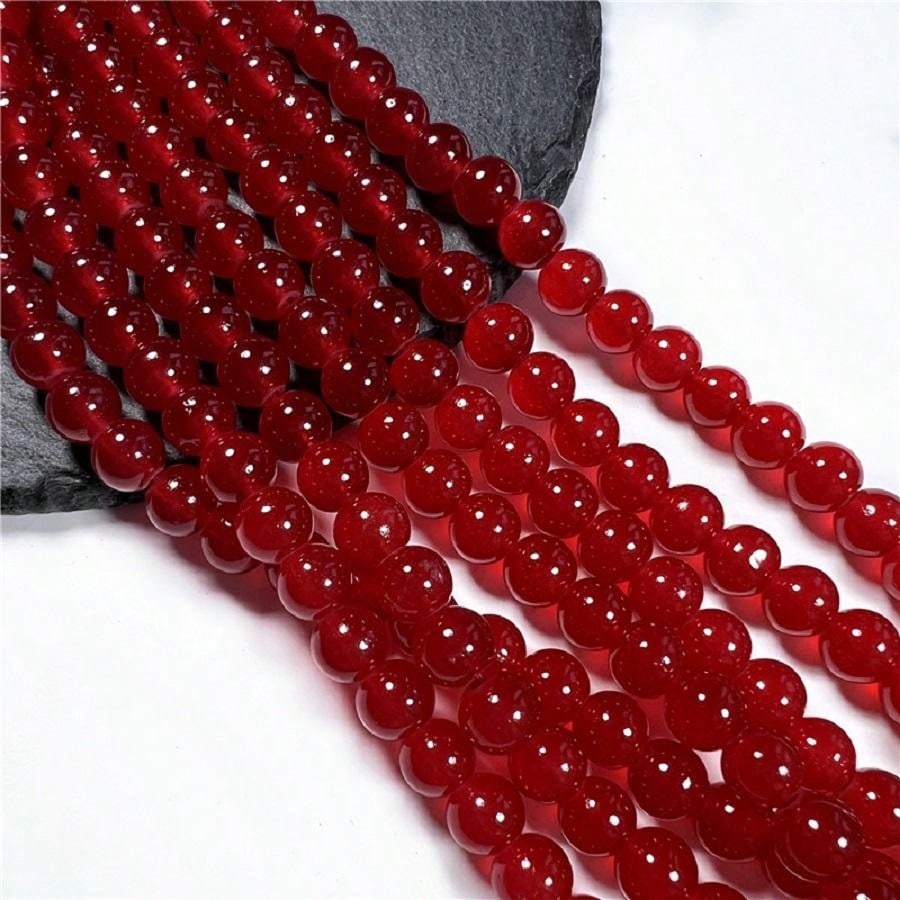 1 String Of 100pcs 8mm Glass Beads, Classic Jade-like Roundish Craft ...