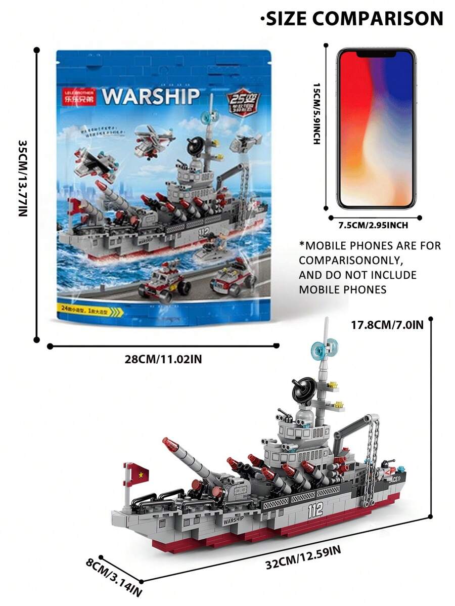 554pcs 8 In 1 Cruiser Model Building Block Set, Including Warship ...