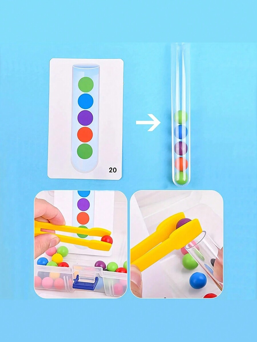 1set Children's Beads & Balls & Test Tubes Sorting Toy Set For Early ...