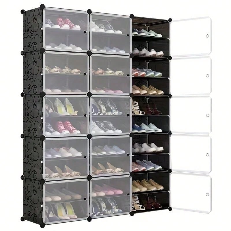 Black Simple Shoe Cabinet Multi-layer Free Combination Assembled ...