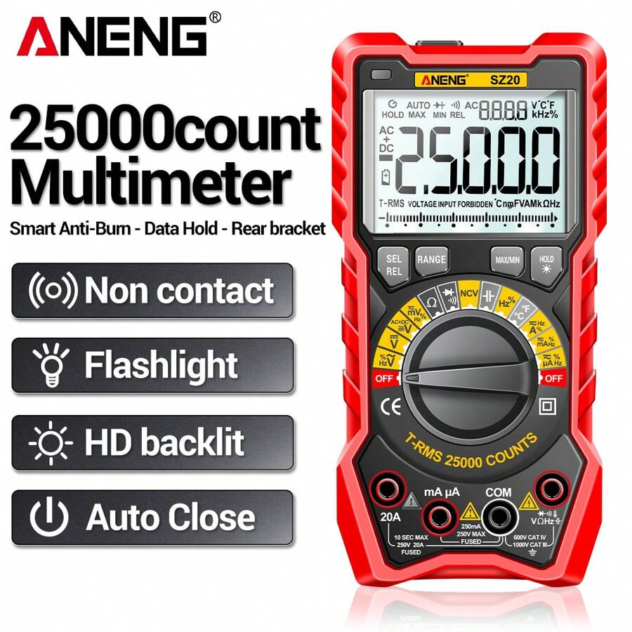 ANENG ANENG SZ20 25000 Counts Multimeter Smart Manual Range Meter NCV ...