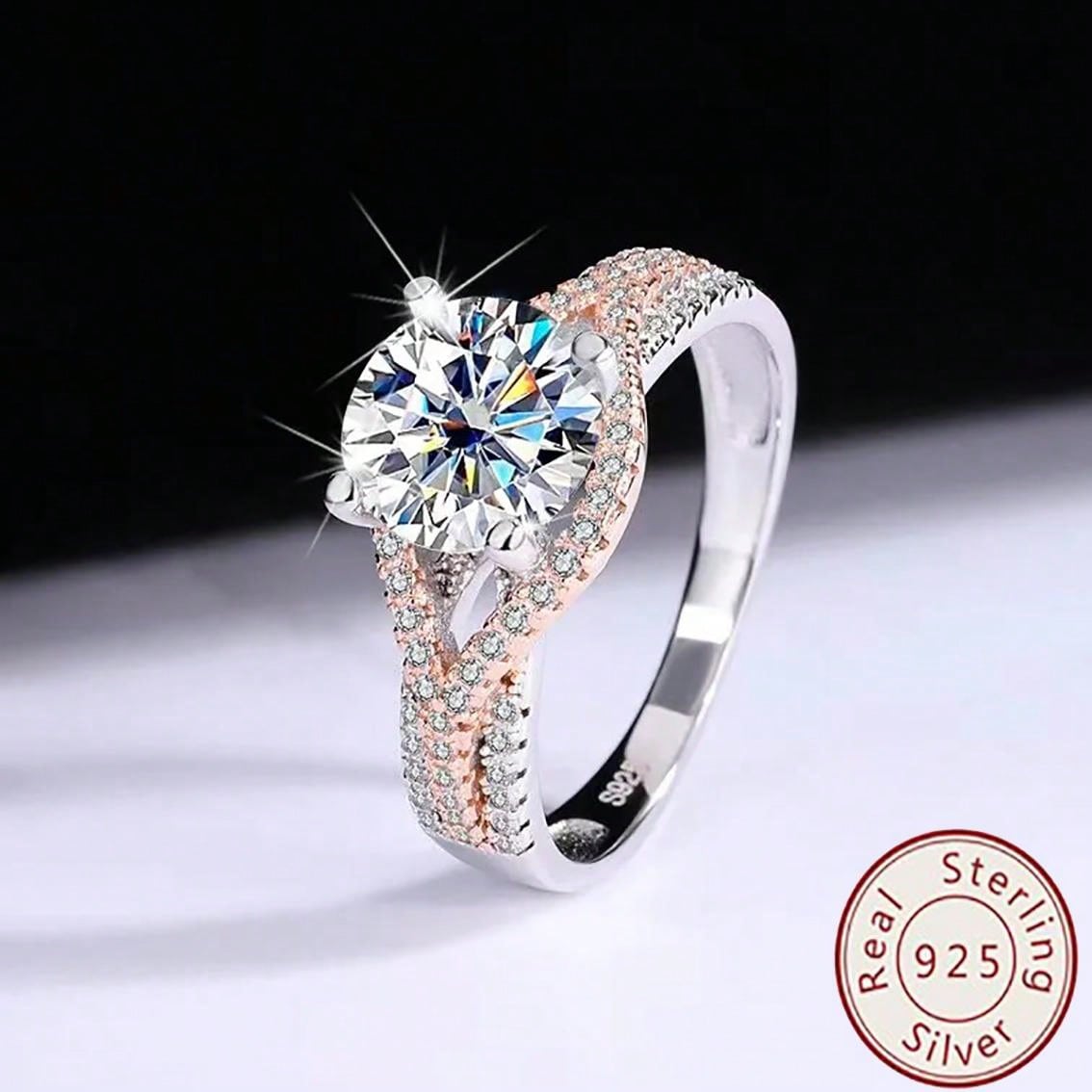 1pc Luxurious Classic Eternal 2ct Round Vvs1 Moissanite Ring With Full ...