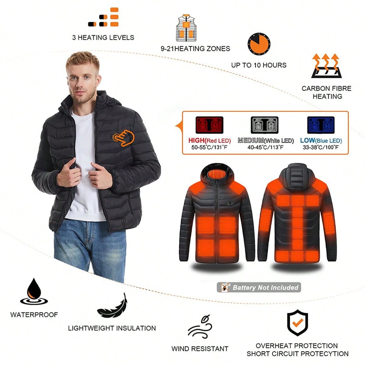 Veste Chauffante Chaude Pour Hommes, Veste Chauffante Intelligente Usb ...