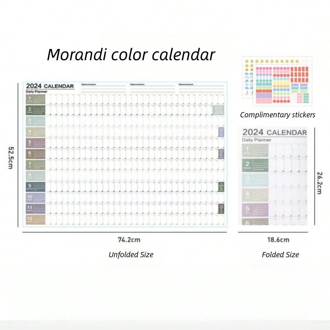 1pc Morandi Color Daily Planner Calendar, 2024 Full Year English ...