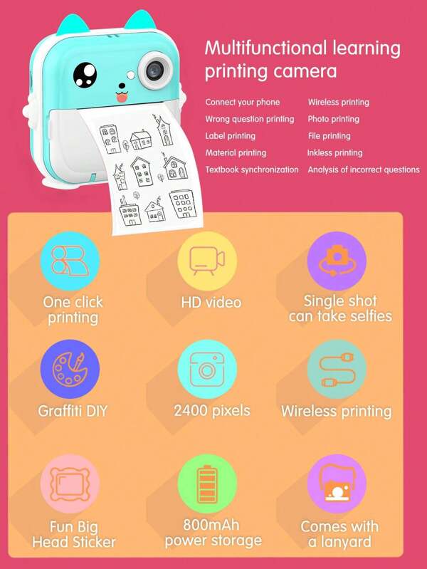 Mini Cute Cartoon Digital Camera Instant Camera With High Definition ...