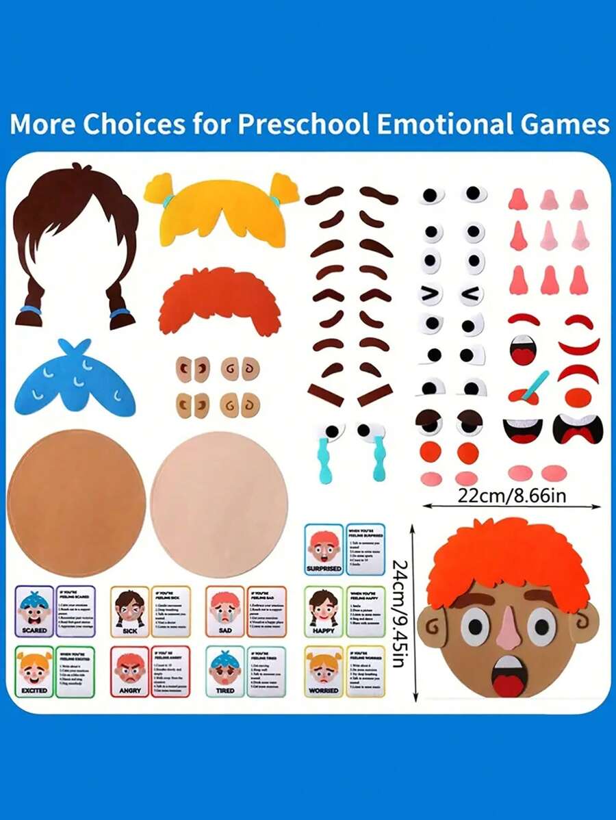 1set Diy Felt Emotion Faces Activity Toy For Children - Educational ...
