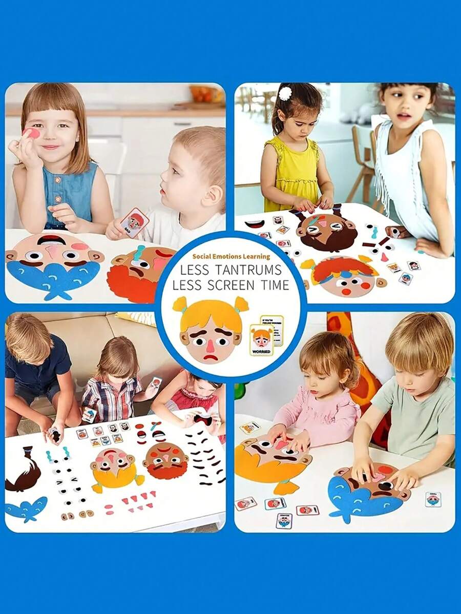 1set Diy Felt Emotion Faces Activity Toy For Children - Educational ...