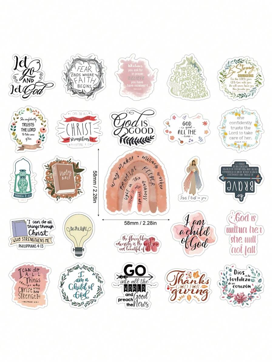 50PCS Bible Stickers Jesus Stickers,Christian Jesus Scripture Stickers ...