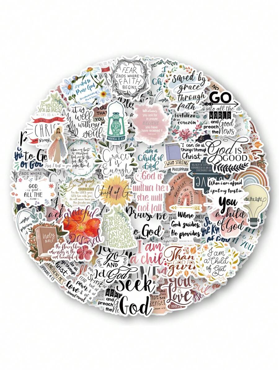 50PCS Bible Stickers Jesus Stickers,Christian Jesus Scripture Stickers ...