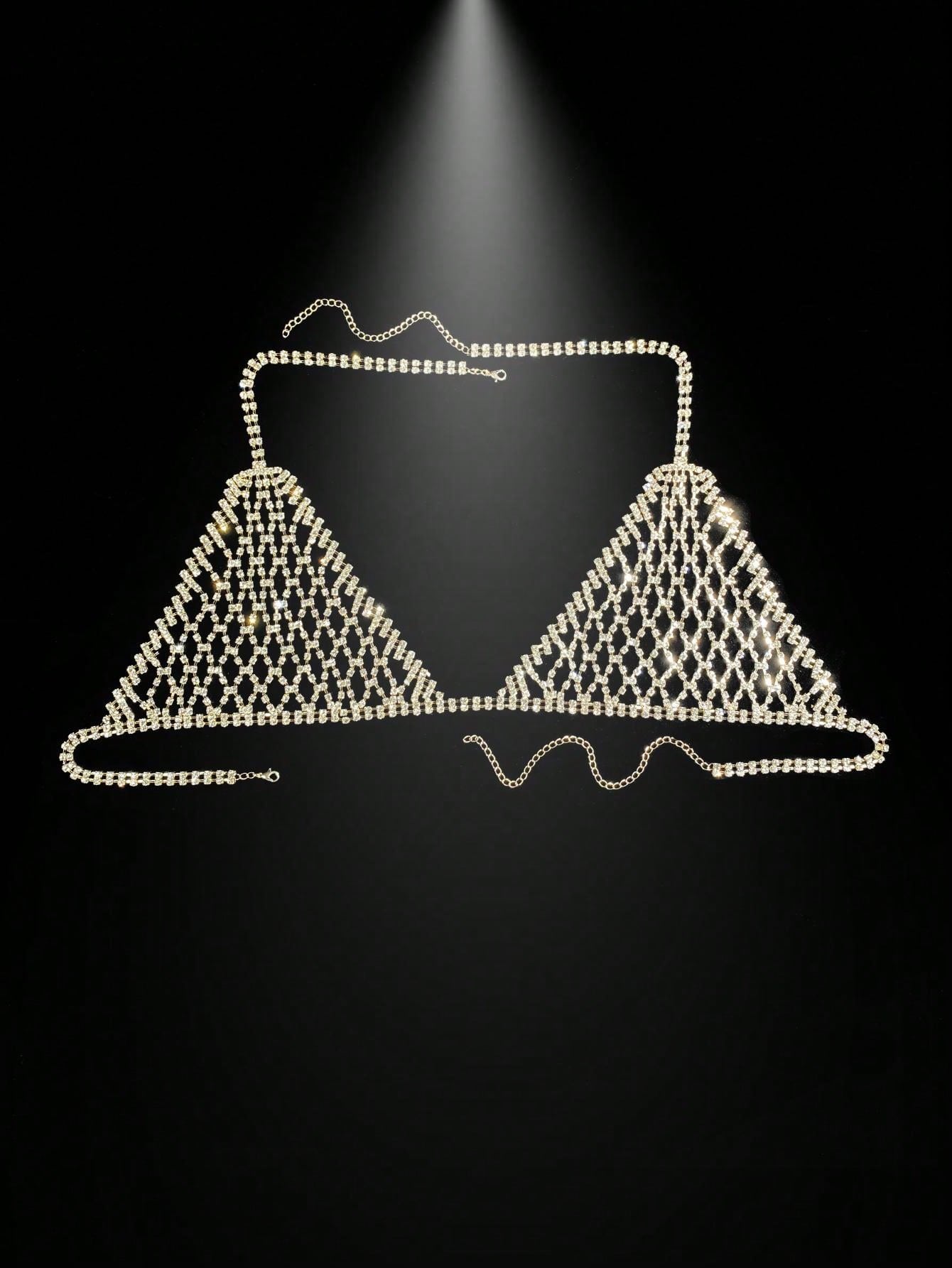 Gold Plated Body Chain Decorated With Rhinestone, Suitable For Women To ...