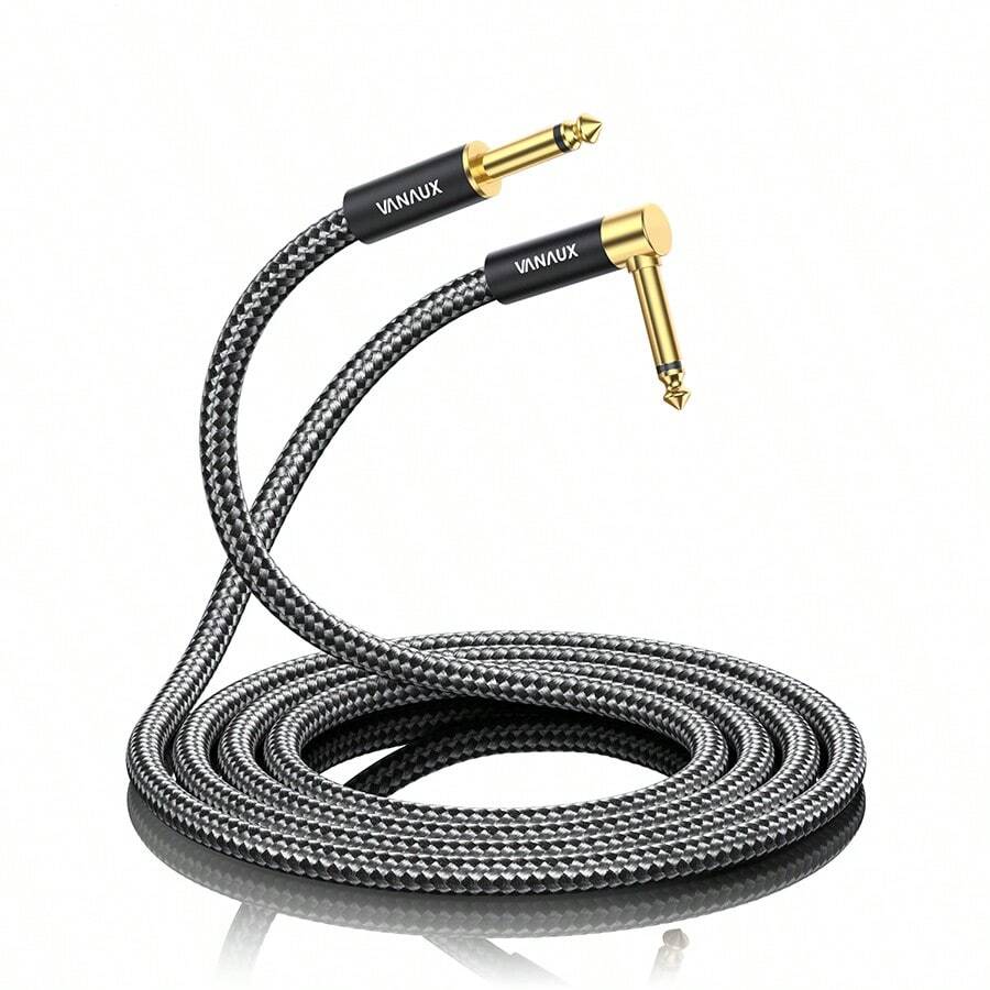 VANAUX 90 Degree Right Angle 1/4 Inch Instrument Cable 6.35mm Mono Jack ...