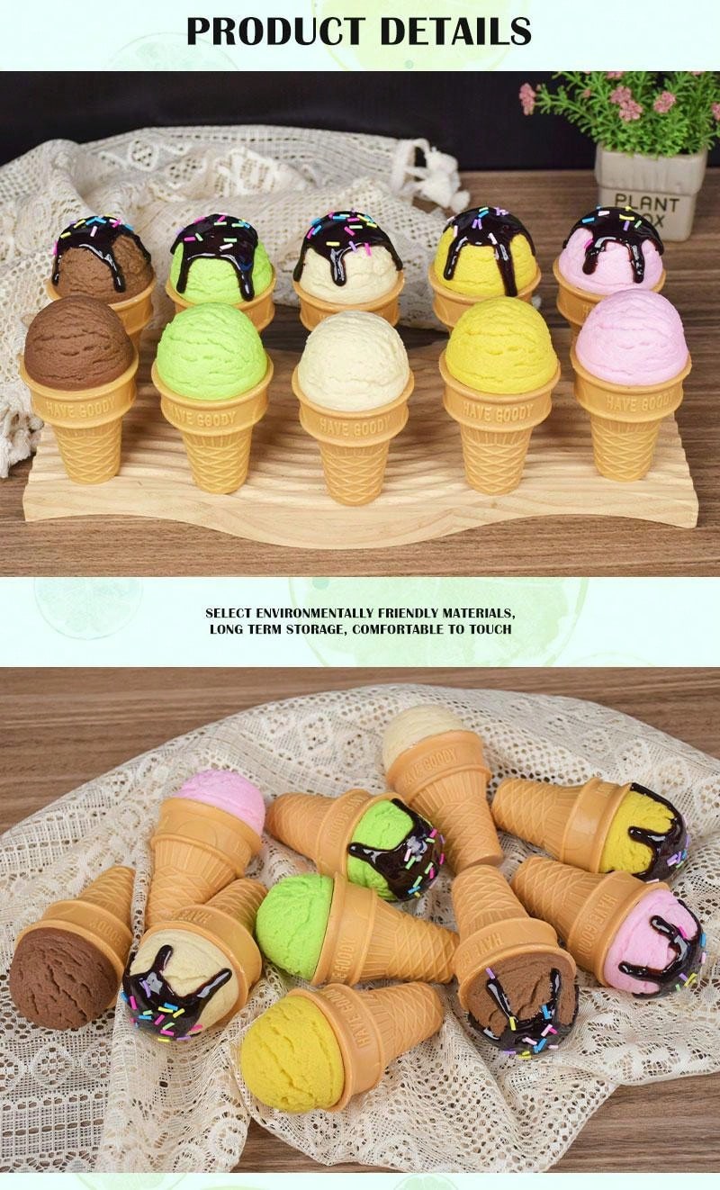 1pc Realistic Hard Ice Cream Cone & Ball Model, Fake Sweet Cone Model ...