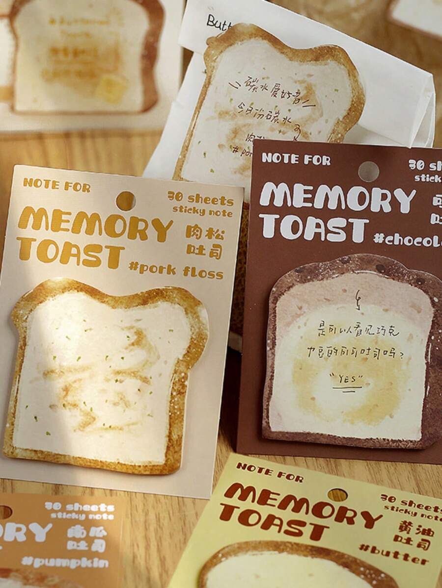 4pcs Set Memory Bread Series Simple INS Shaped Sticky Notes Memo Pad ...