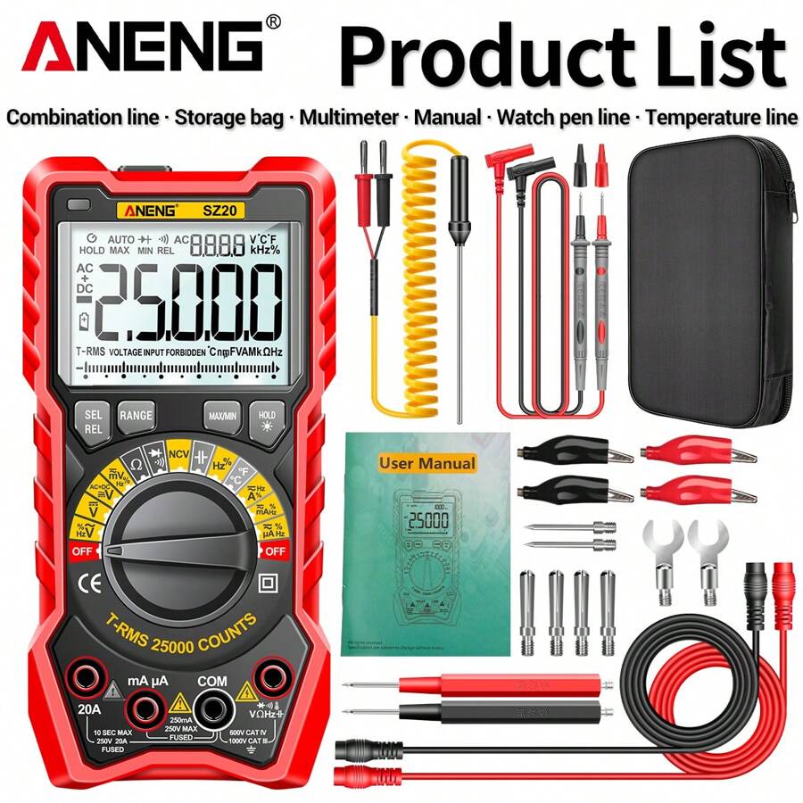 ANENG ANENG SZ20 25000 Counts Multimeter Smart Manual Range Meter NCV ...