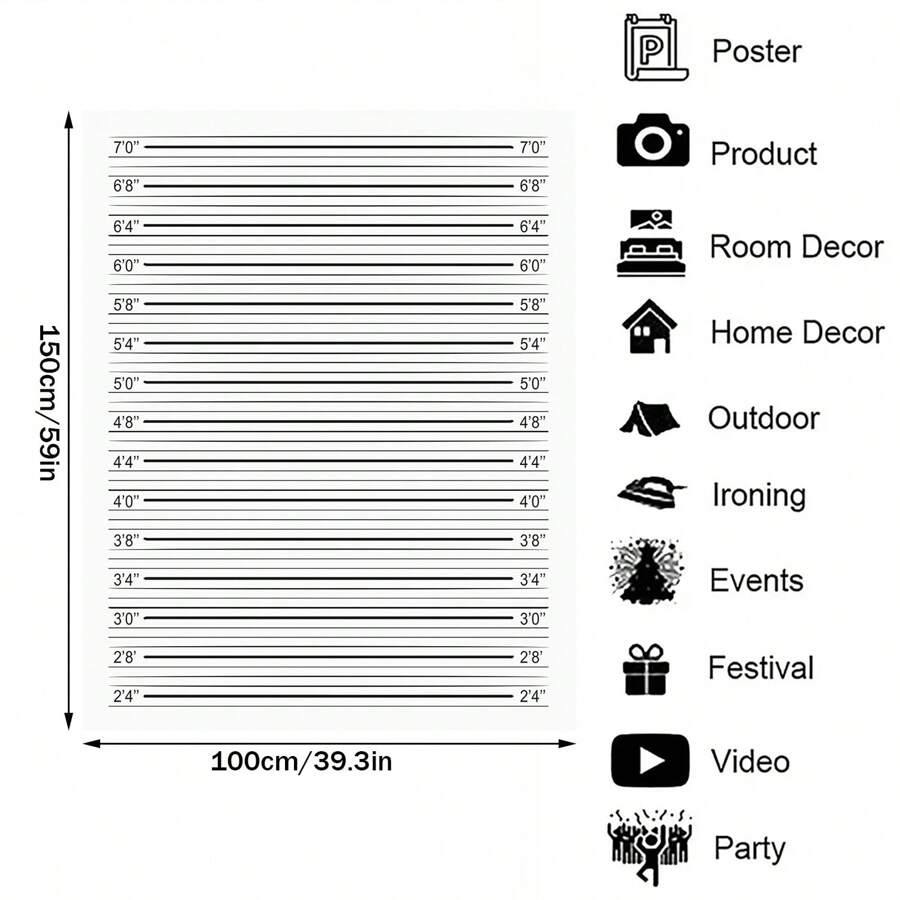 Mugshot Backdrop Photo Booth Banner Police Lineup Height Charts ...