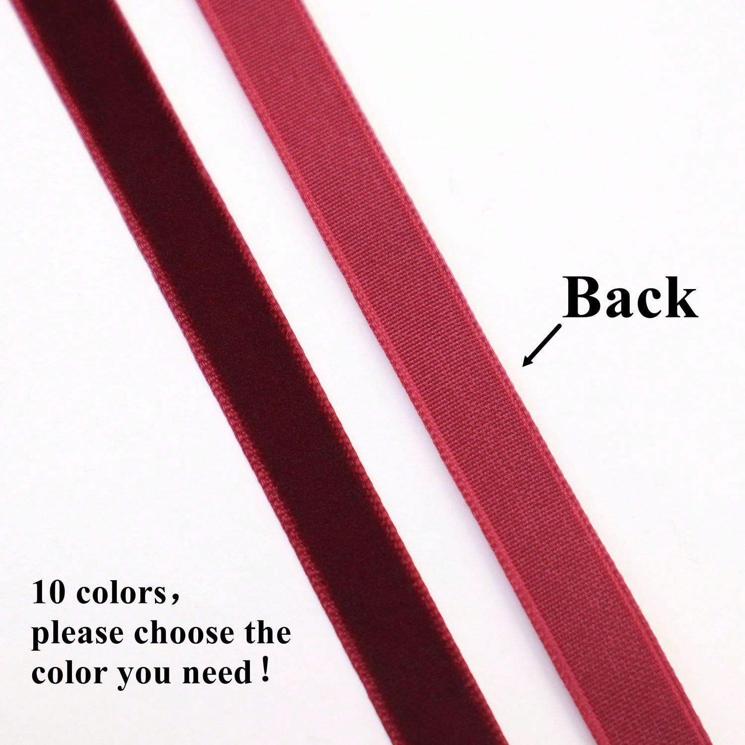 10 Yards Velvet Ribbon Red Velvet Fabric Ribbon Trim Single Face Spool ...