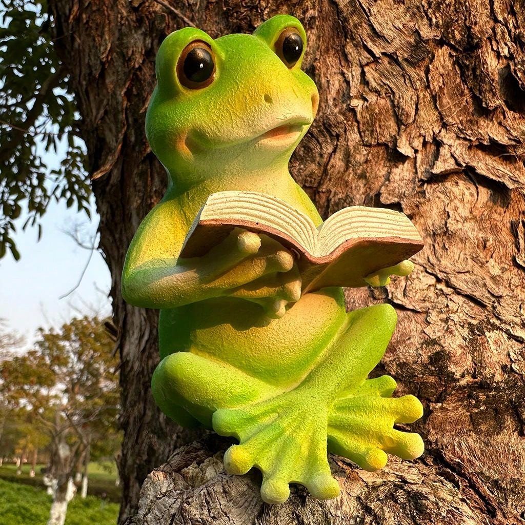 Frog Reading Book Fun Decorative Figurine | SHEIN USA