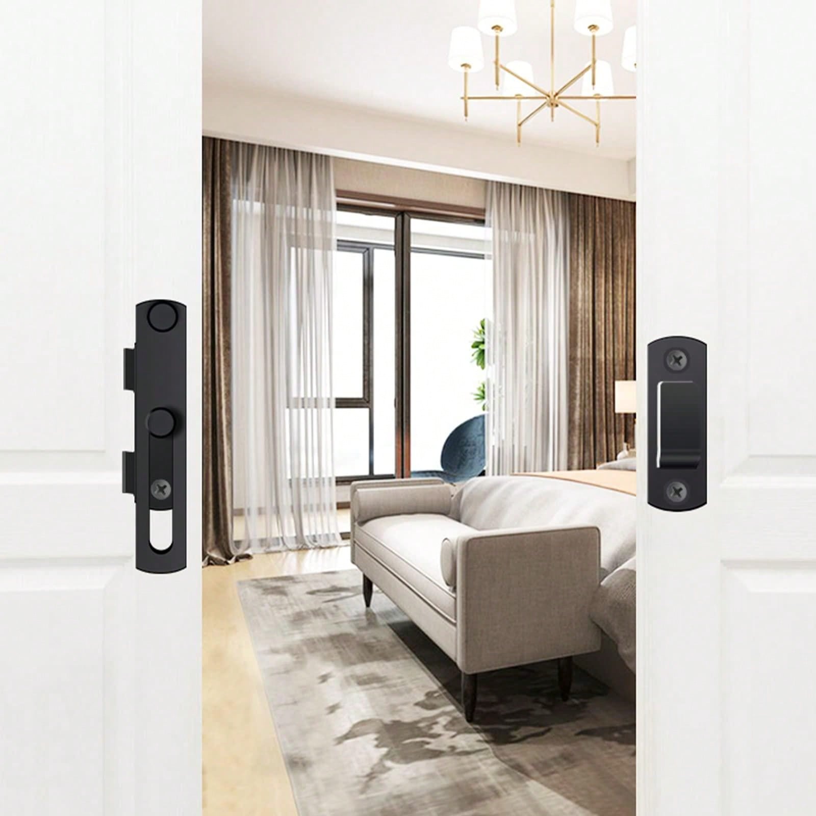 2Packs Barn Door Latches, 2.76" x 1.97" Matte Black Stainless Steel ...