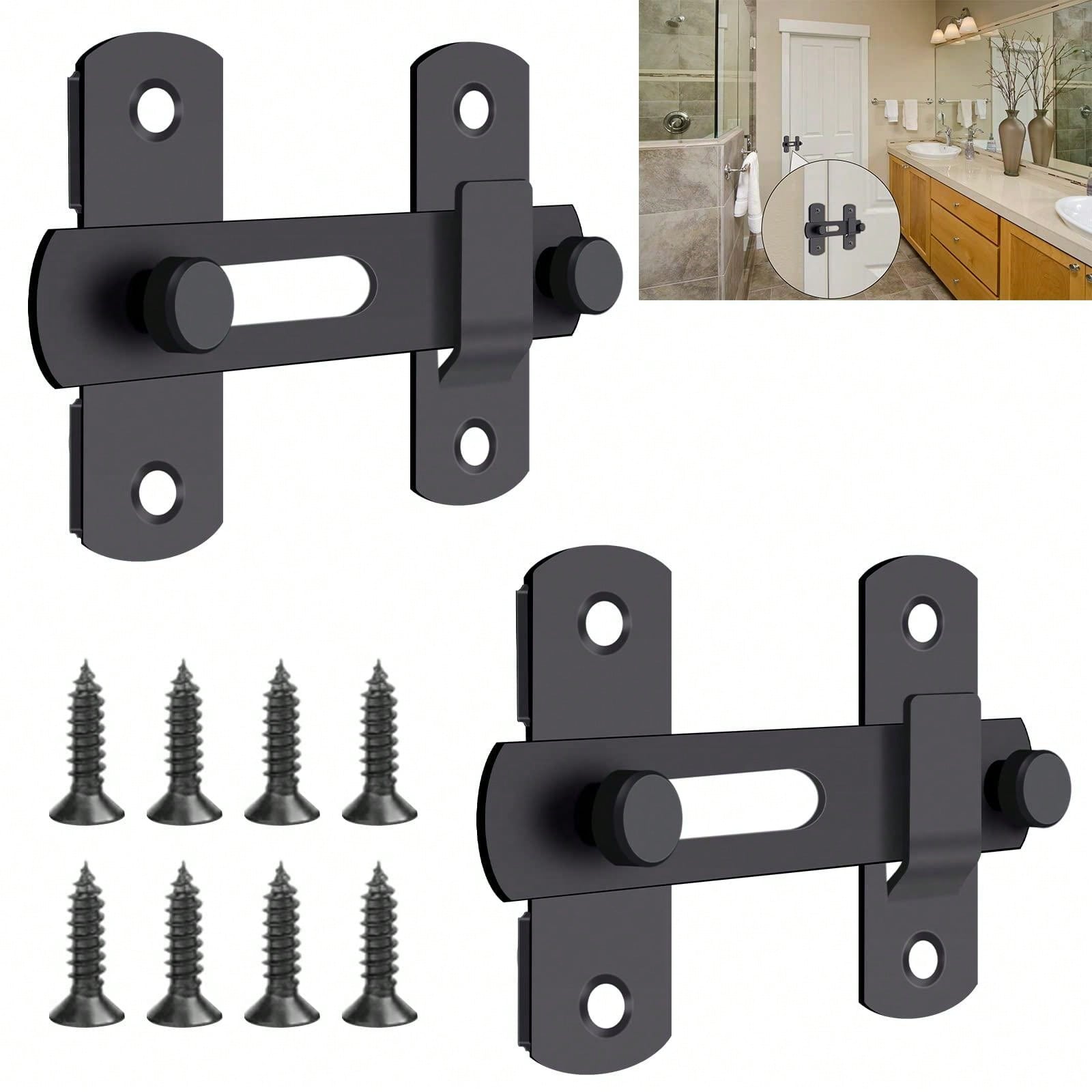 2Packs Barn Door Latches, 2.76" x 1.97" Matte Black Stainless Steel ...
