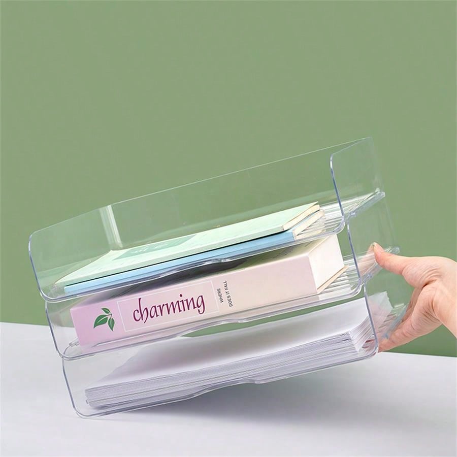 Desktop Document Organizer Shelf With A4 Paper Compartment, Transparent ...