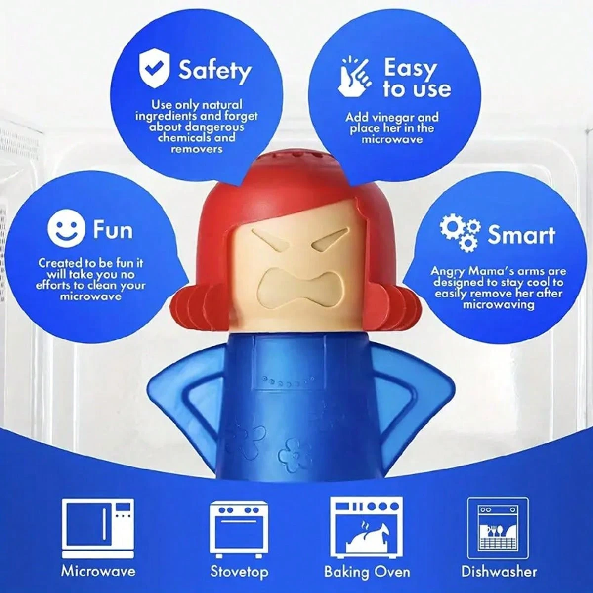 1pc Angry Mama Microwave Cleaner Angry Mom Microwave Oven Steam Cleaner ...