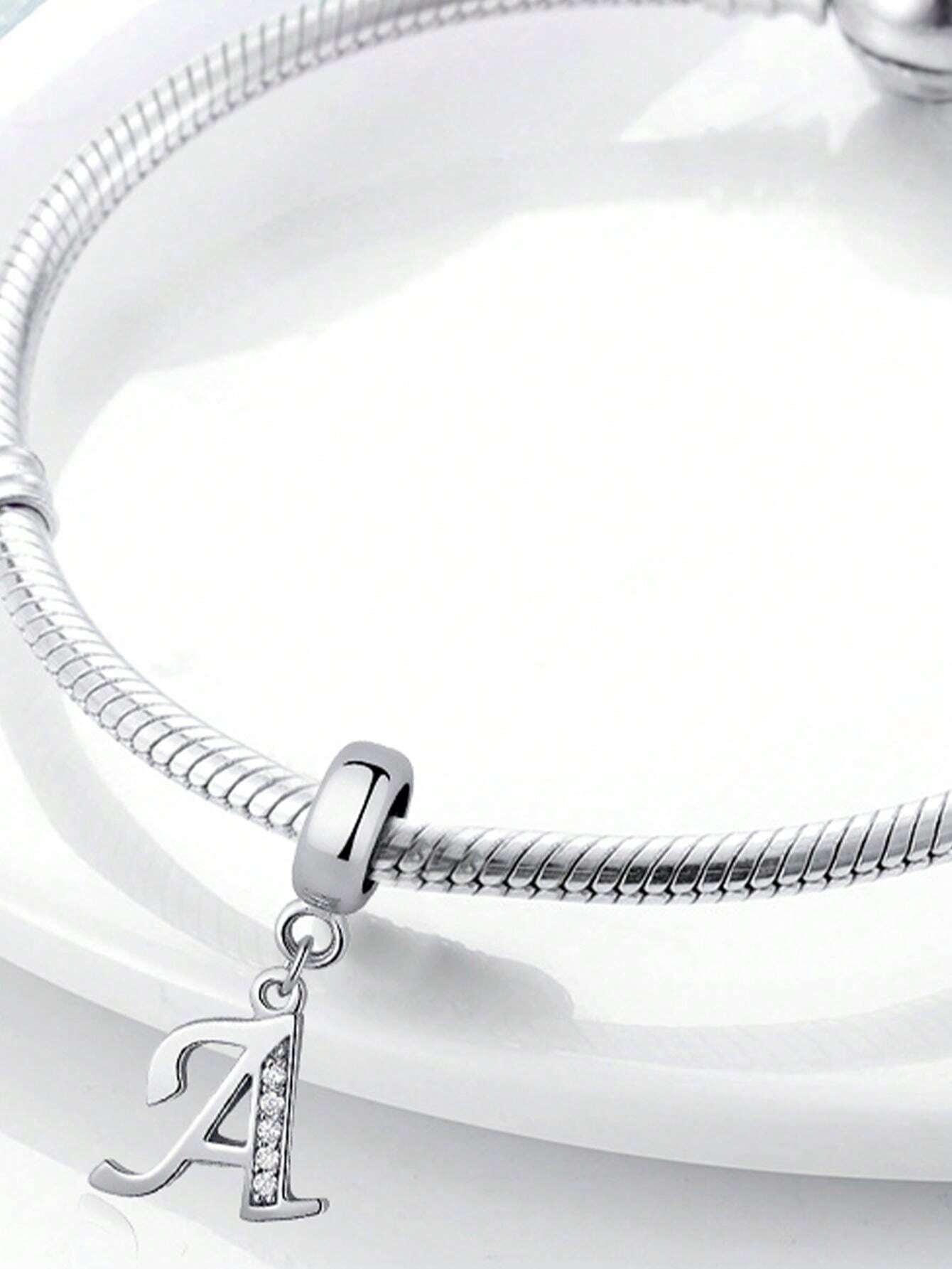 Pulsera inicial A-Z con diseño de letra plata de ley 925 alfabeto ...