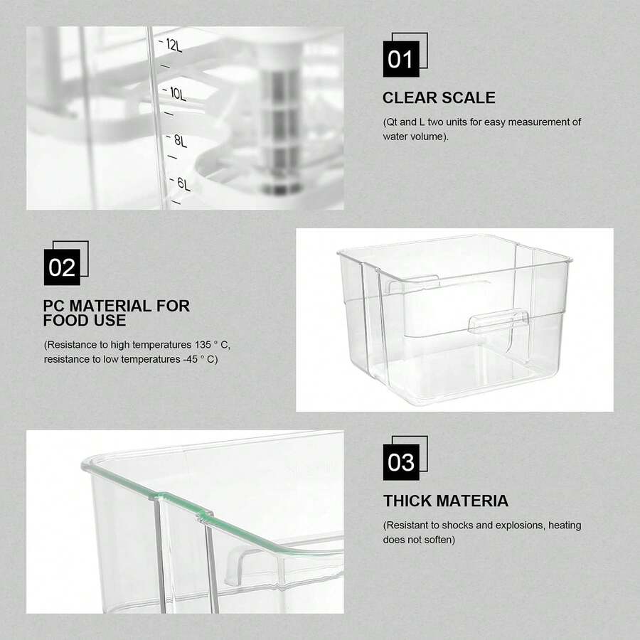 YONGSTYLE Sous Vide Container with Lid and Rack Sous Vide Containers ...