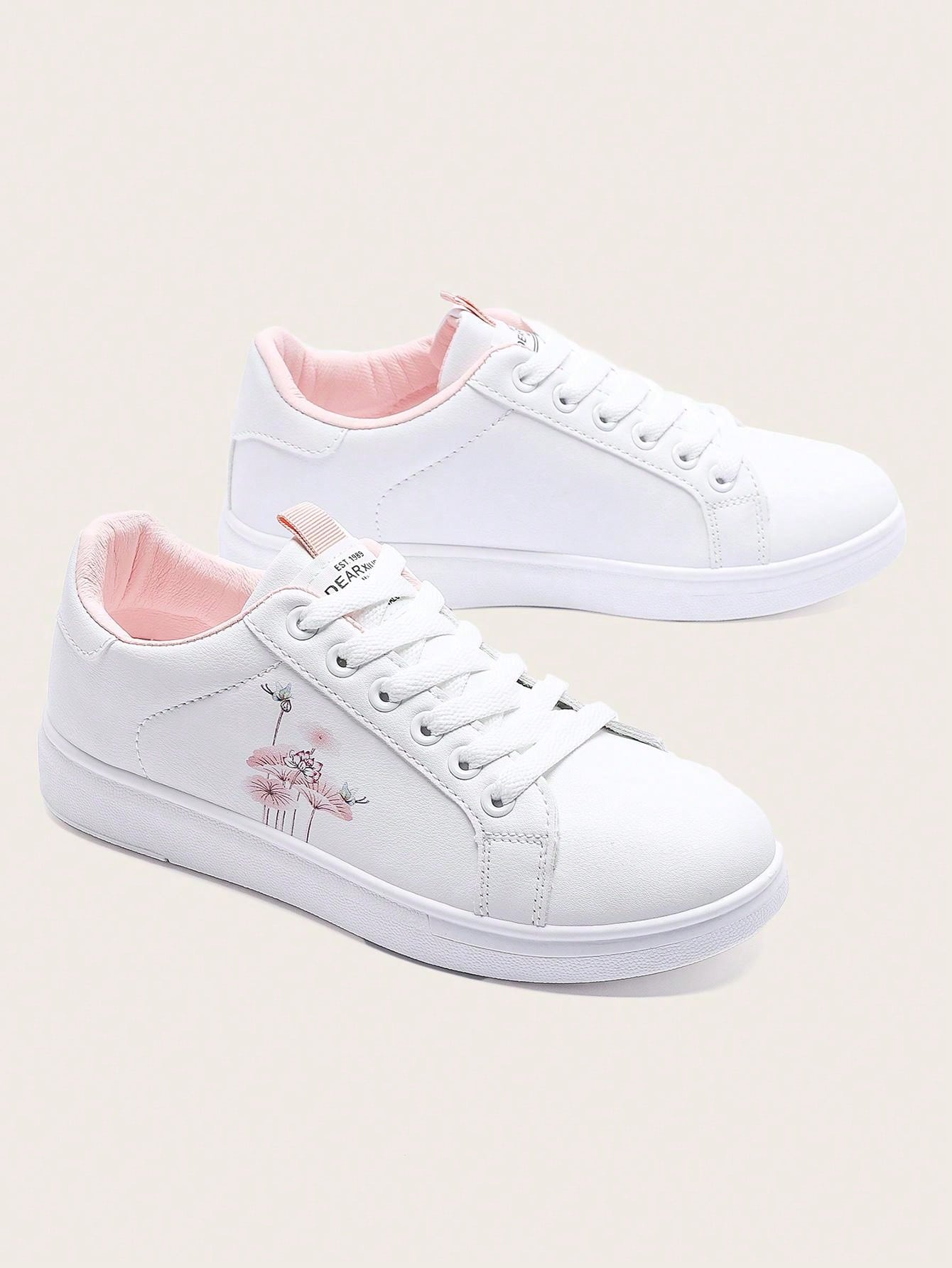 Women's Low-cut Flat Lace-up Comfortable Sneakers, Street Style Sports ...