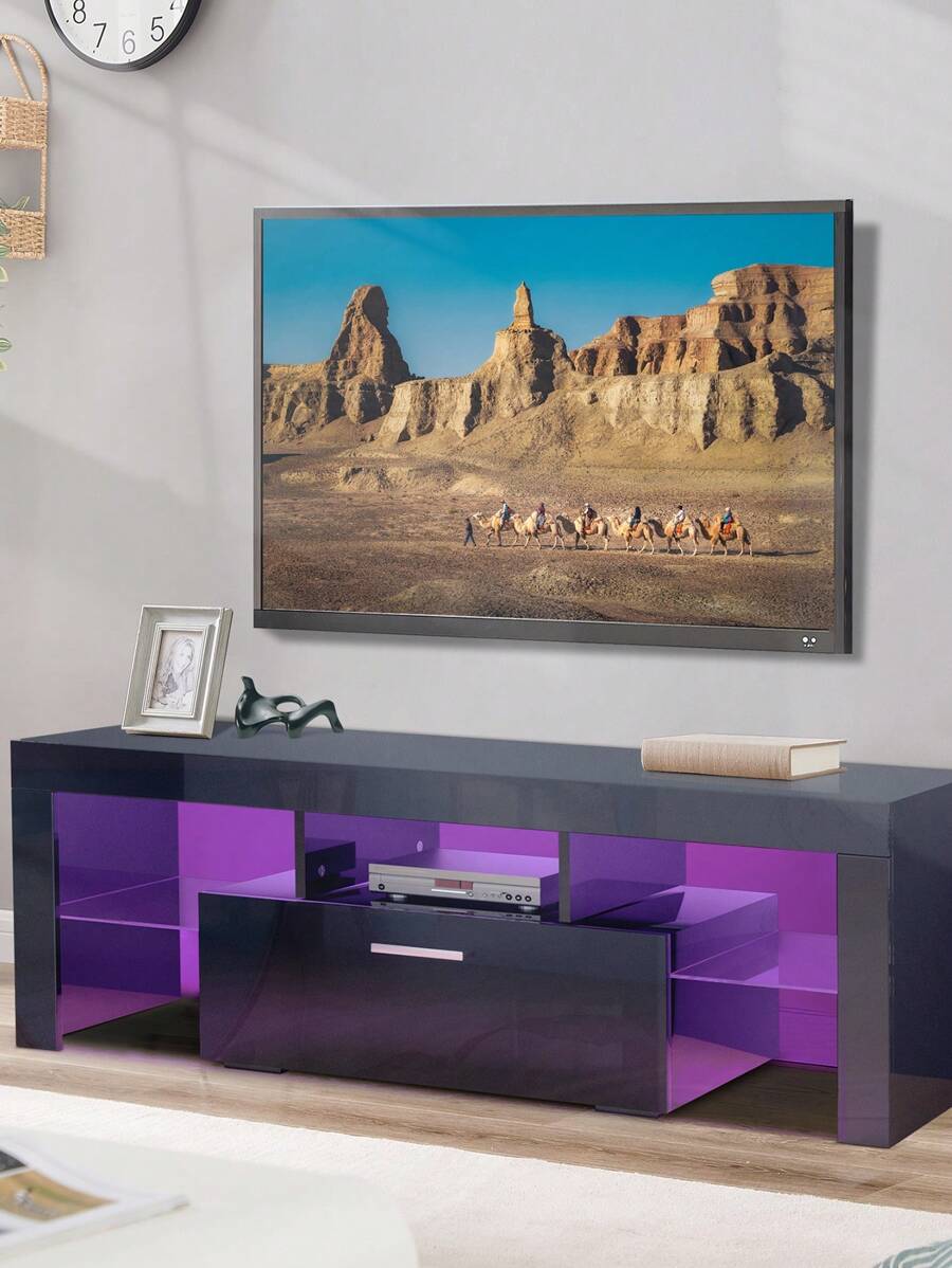 TV Stand Fashion TV Console, Entertainment Center TV Station with LED ...