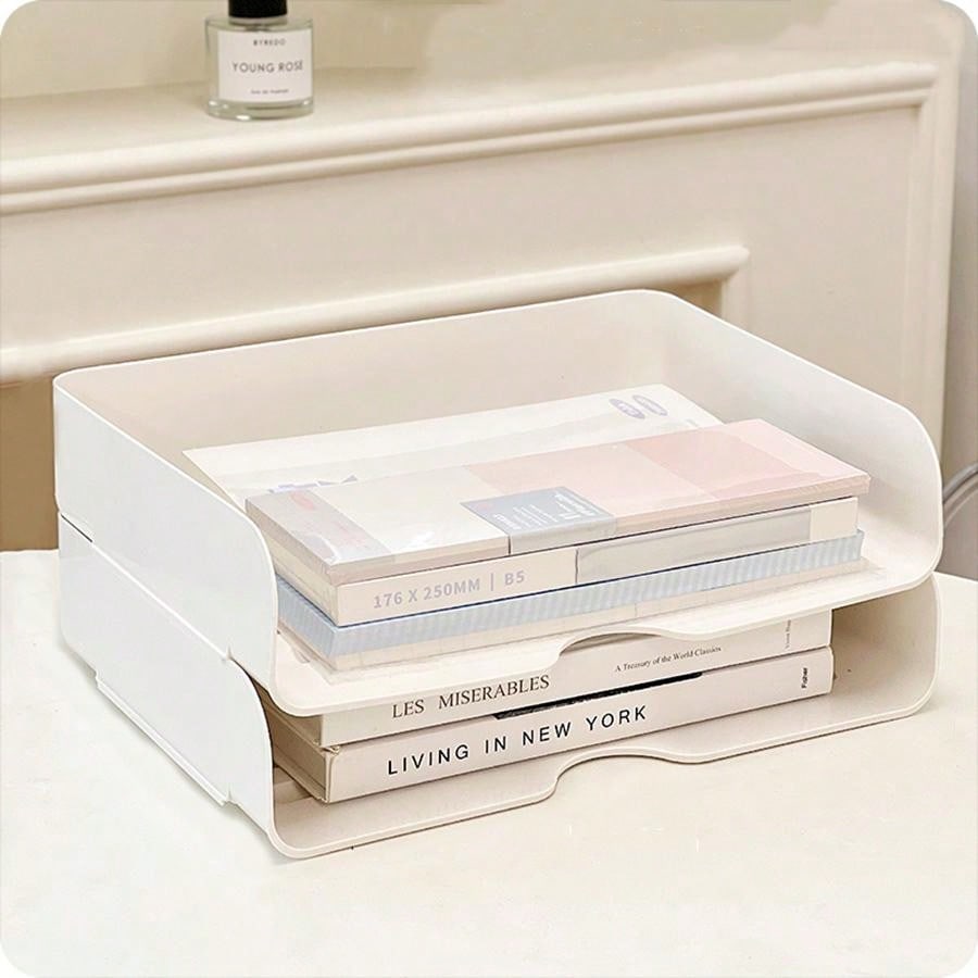 Desktop File Storage Rack, A4 Paper Layered Storage Box, Office Desk ...