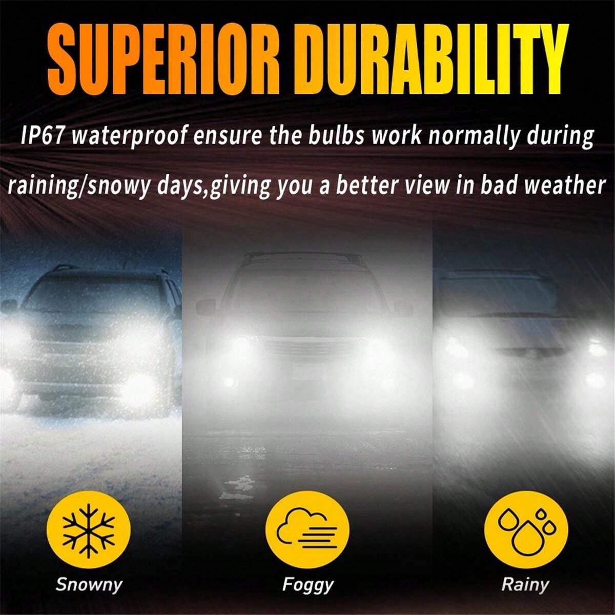 2pcs H7 LED Canbus Headlight Bulb Fan CSP Chip Mini Design LED 12V Head ...