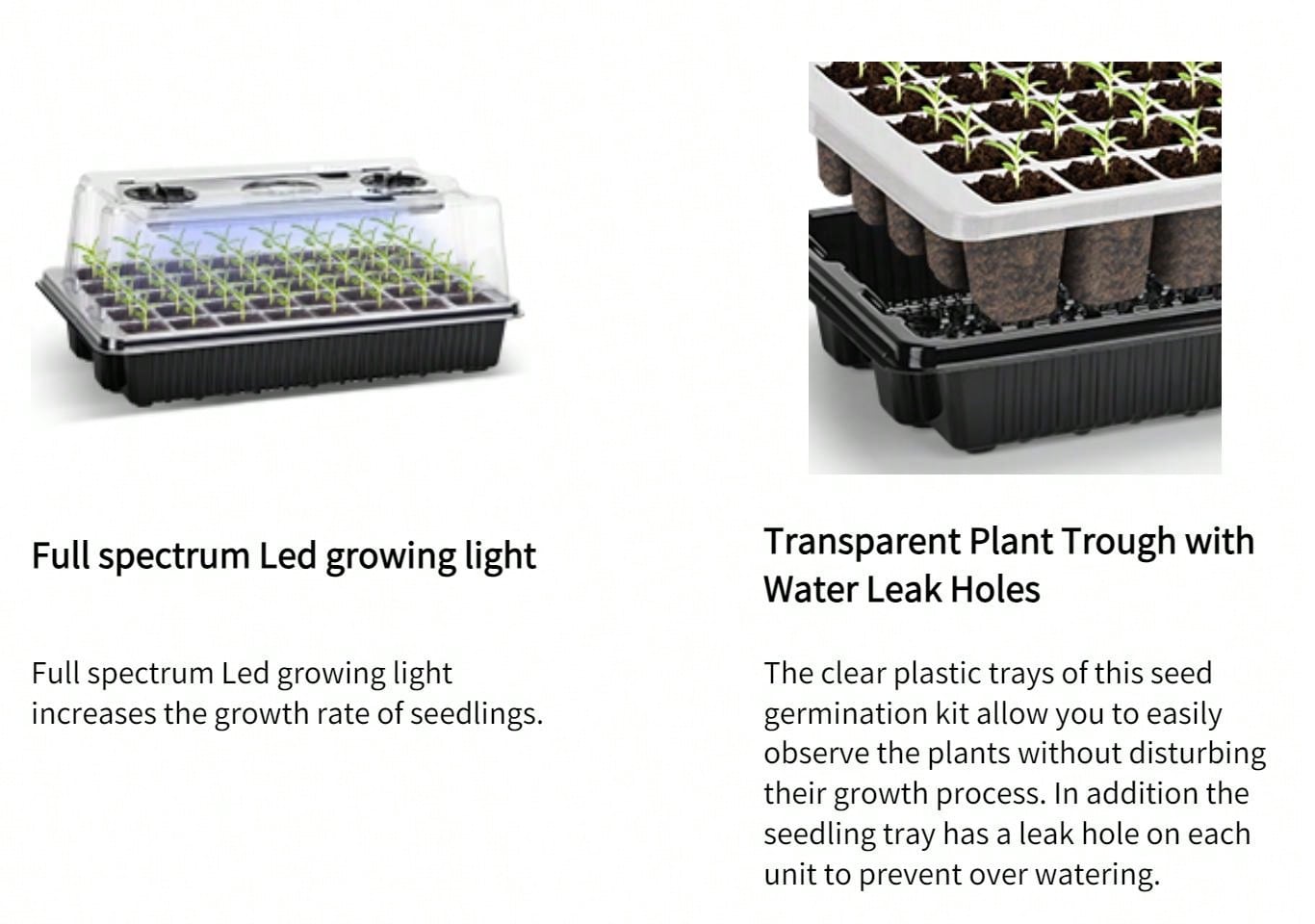 Seed Germination Tray With 2 Led Grow Light Bars, 40-Cell Seed ...