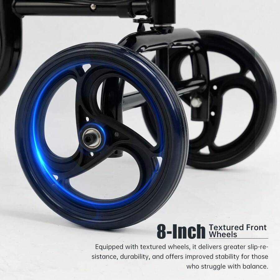 Adjustable Height Rollator Walker Transport Chair, Foldable Knee ...